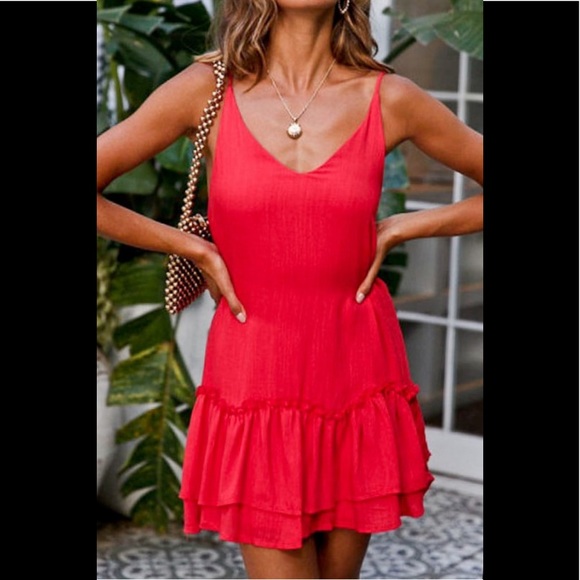 Dresses | Sun Dress Cherry Red Tiered Summer Dress | Poshmark